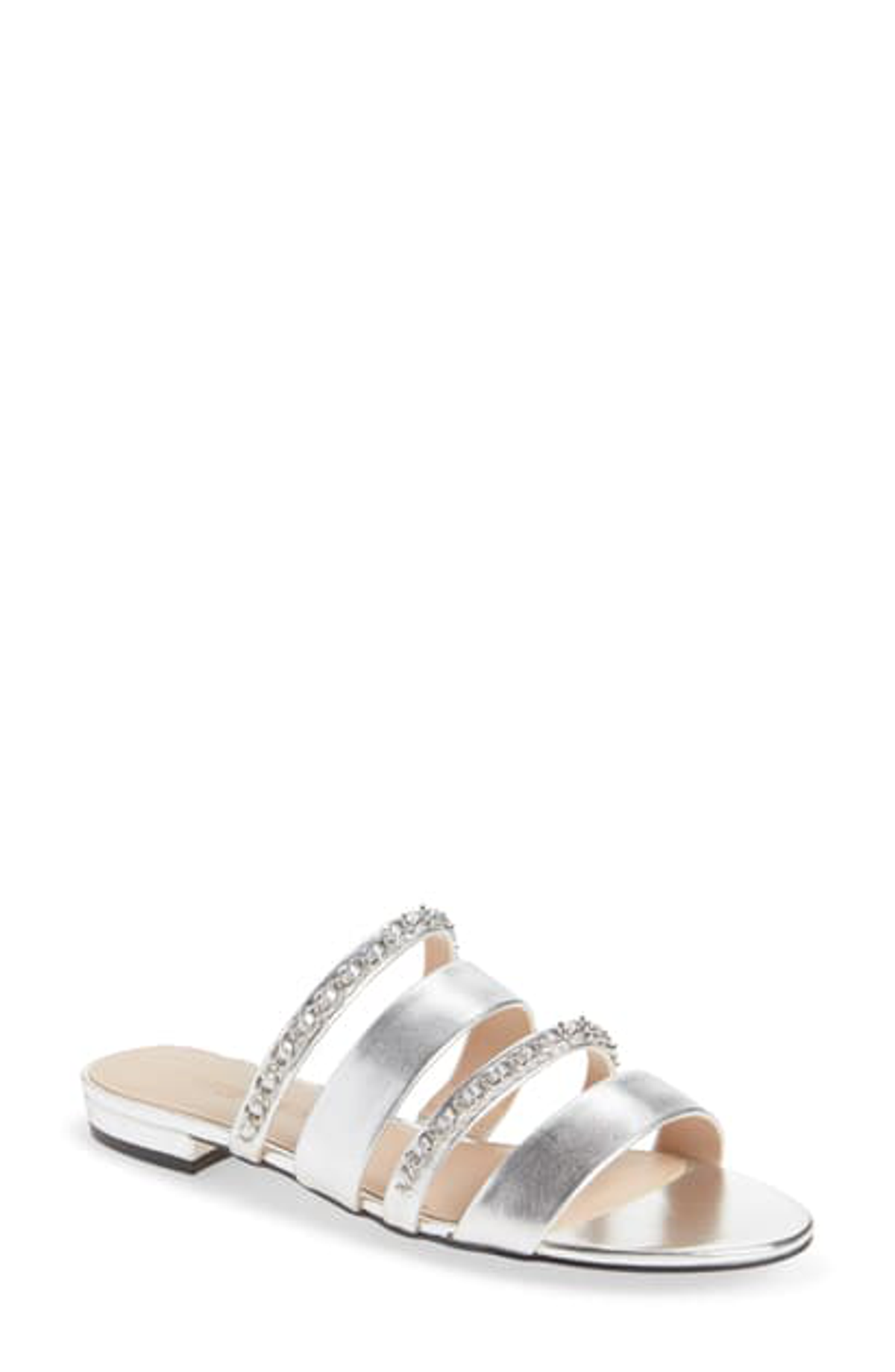 Karl Lagerfeld Caliana Slide Sandal In Silver Leather | WHAT’S ON THE STAR?