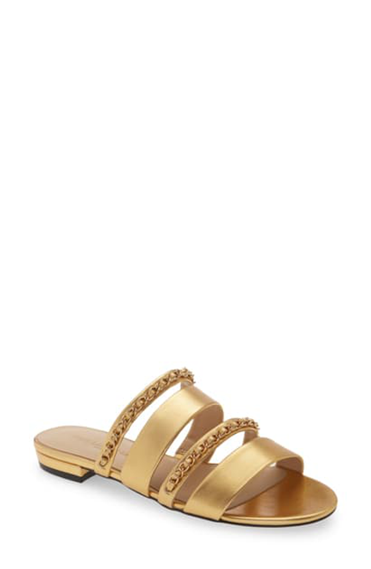 Karl Lagerfeld Caliana Slide Sandal In Gold Leather | WHAT’S ON THE STAR?