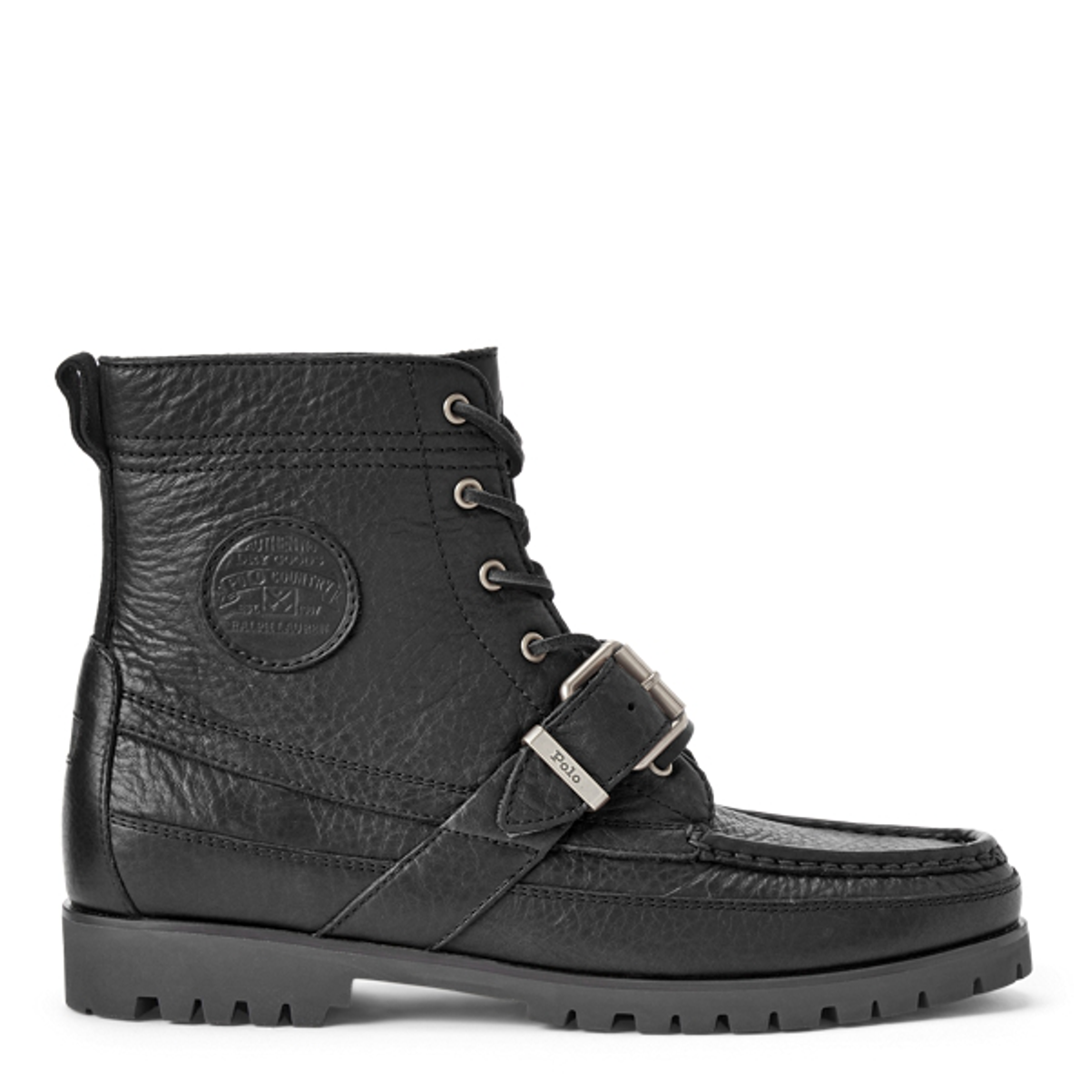 Ralph Lauren Ranger Tumbled Leather Boot In Black | WHAT’S ON THE STAR?