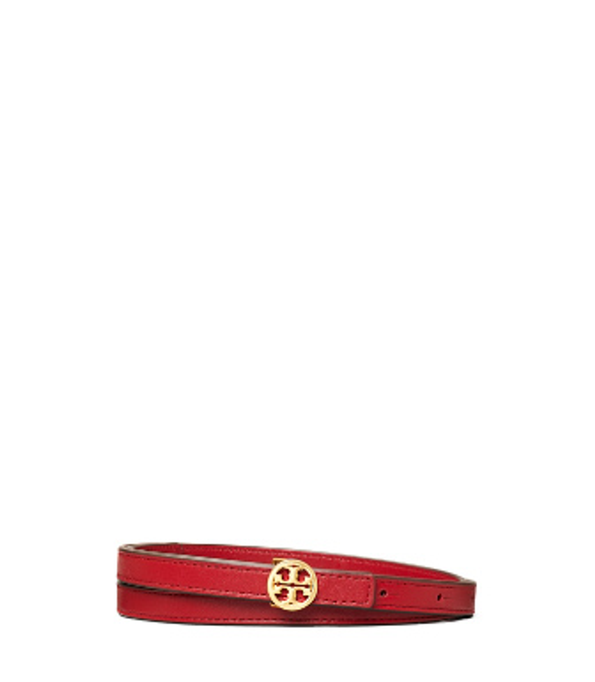 Tory Burch Skinny Double 't' Belt In Redstone | WHAT’S ON THE STAR?
