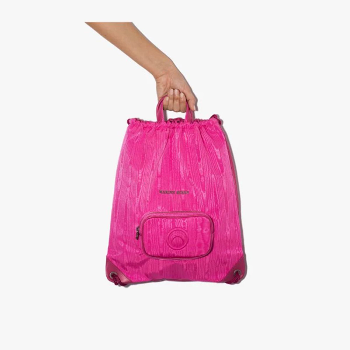 Marine Serre Lizard-skin Effect Drawstring Backpack In Pink | WHAT’S ON ...