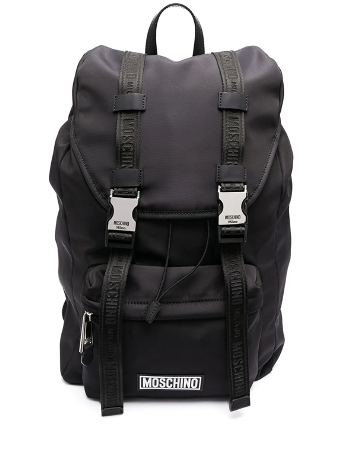 Moschino Logo Buckle Backpack In Black | WHAT’S ON THE STAR?