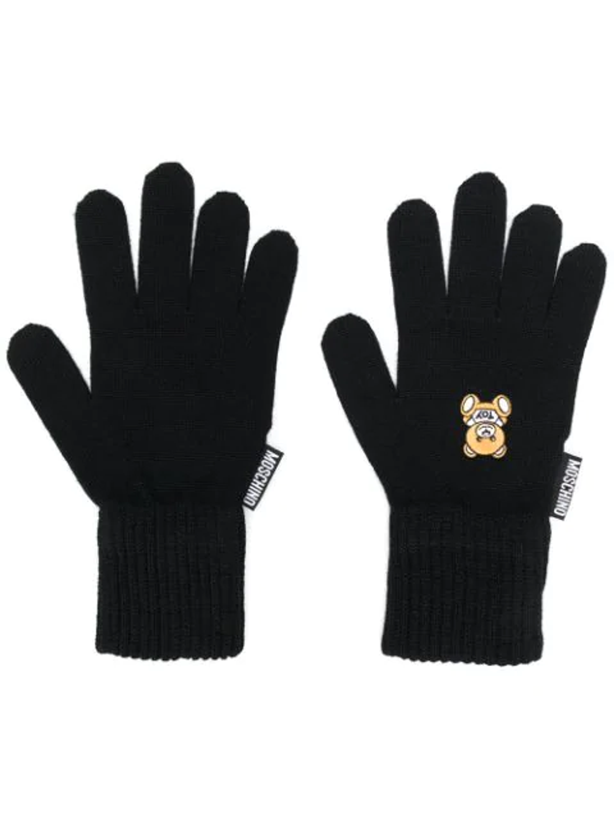 Moschino Knitted Teddy Gloves In Black | WHAT’S ON THE STAR?