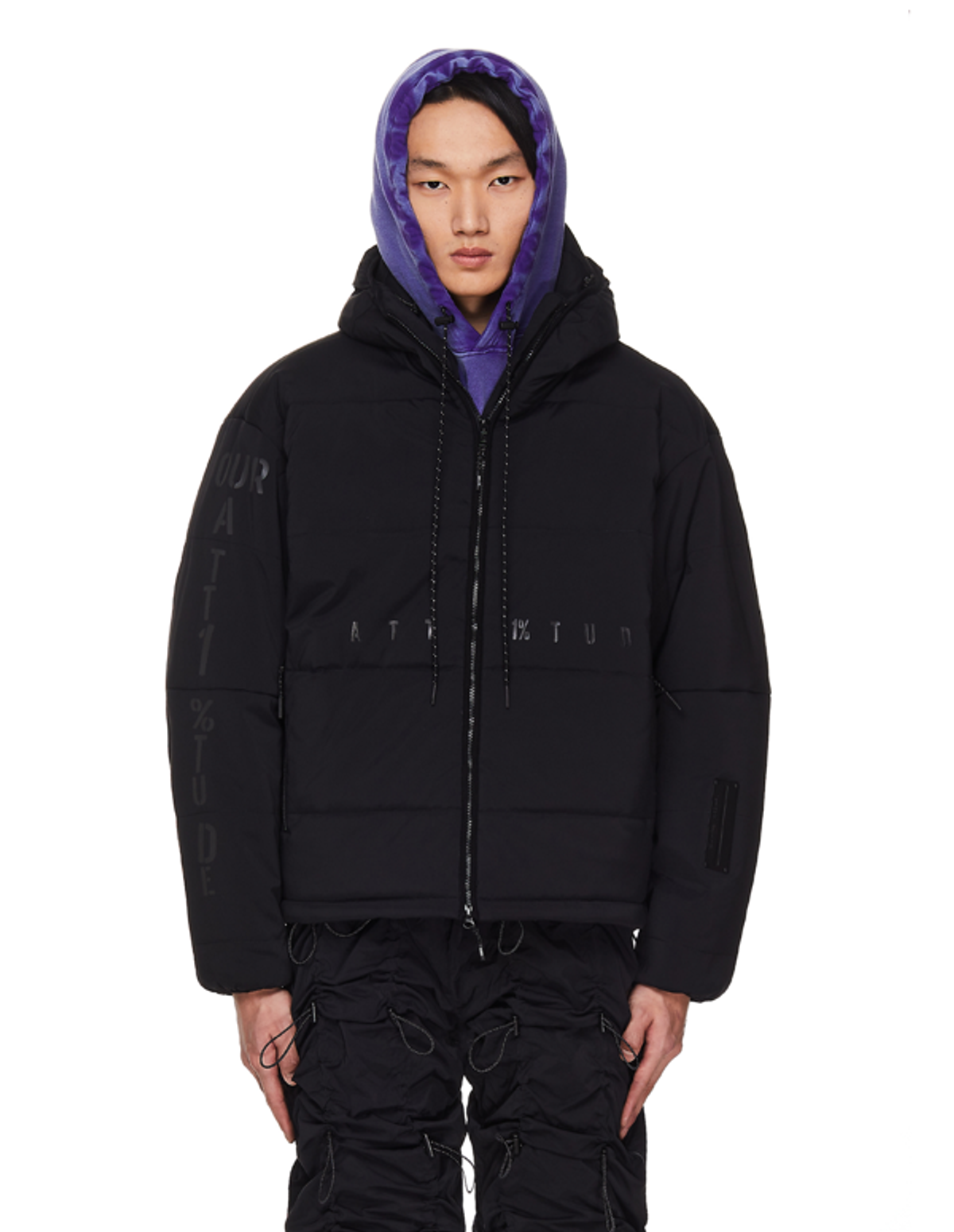 99%IS Down Printed Att 1% Jacket In Black | WHAT’S ON THE STAR?