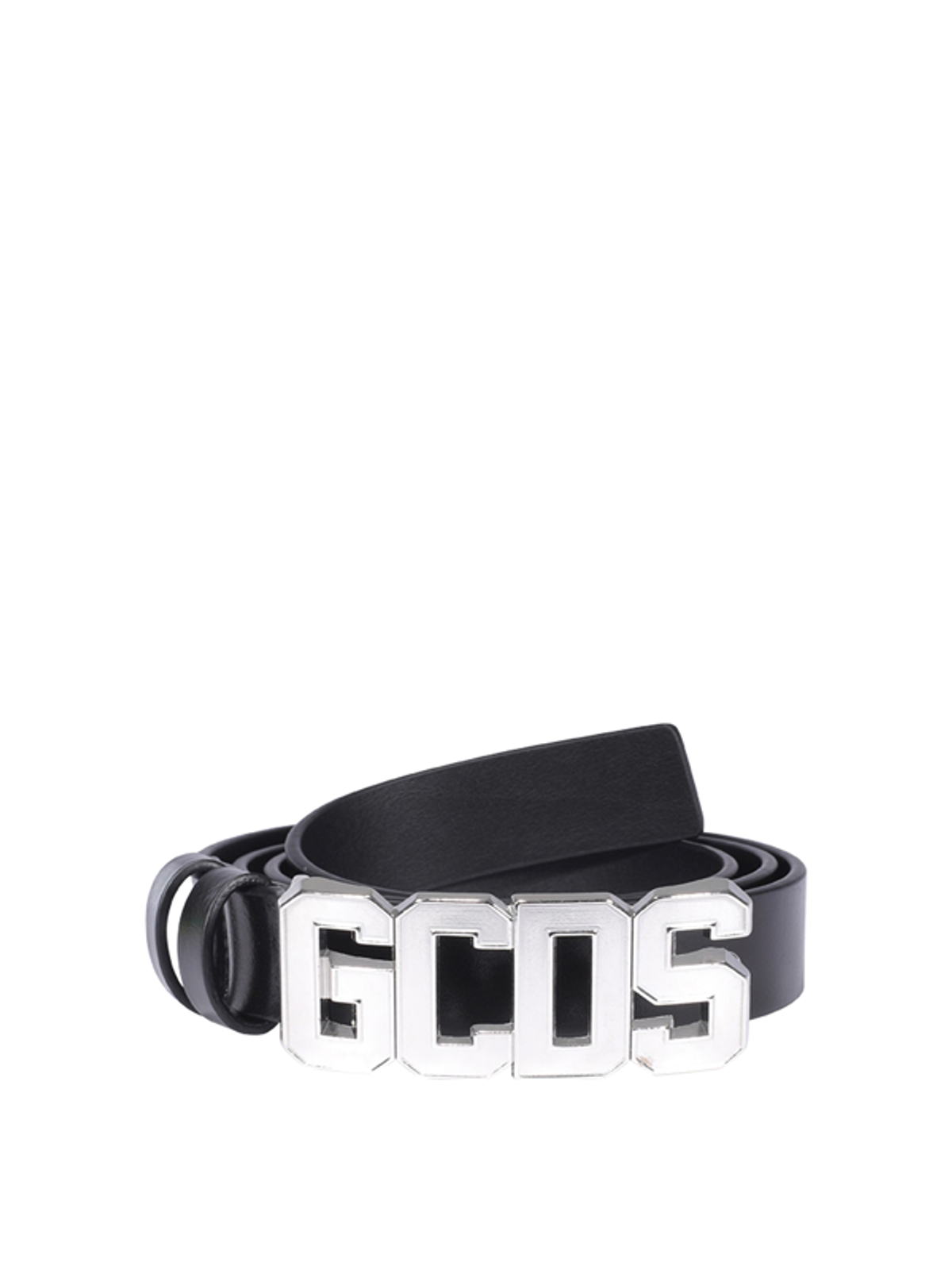 GCDS Smooth Leather Logo Belt In Black | WHAT’S ON THE STAR?