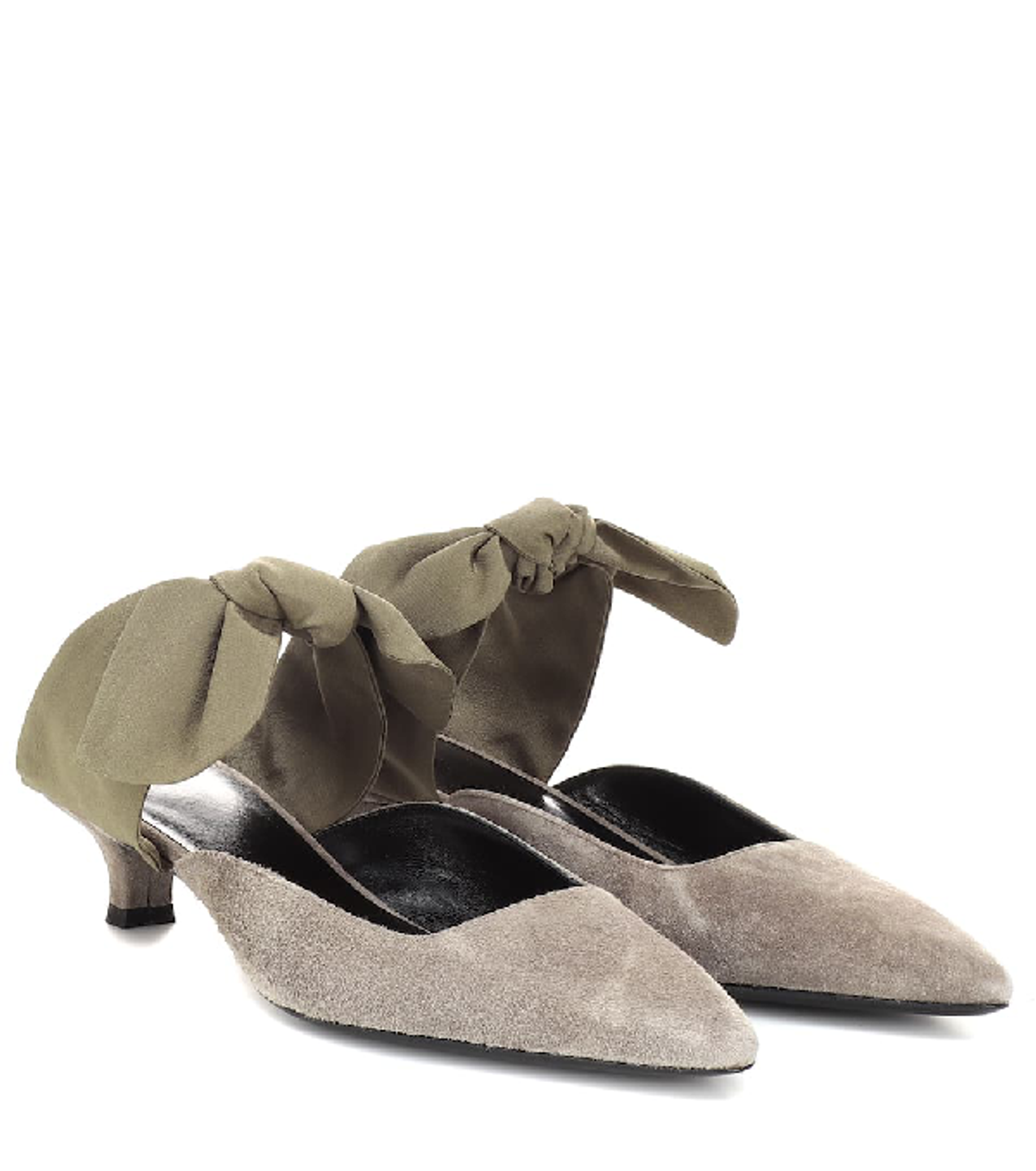 The Row Coco Suede And Crepe De Chine Mules In Army Green | WHAT’S ON ...