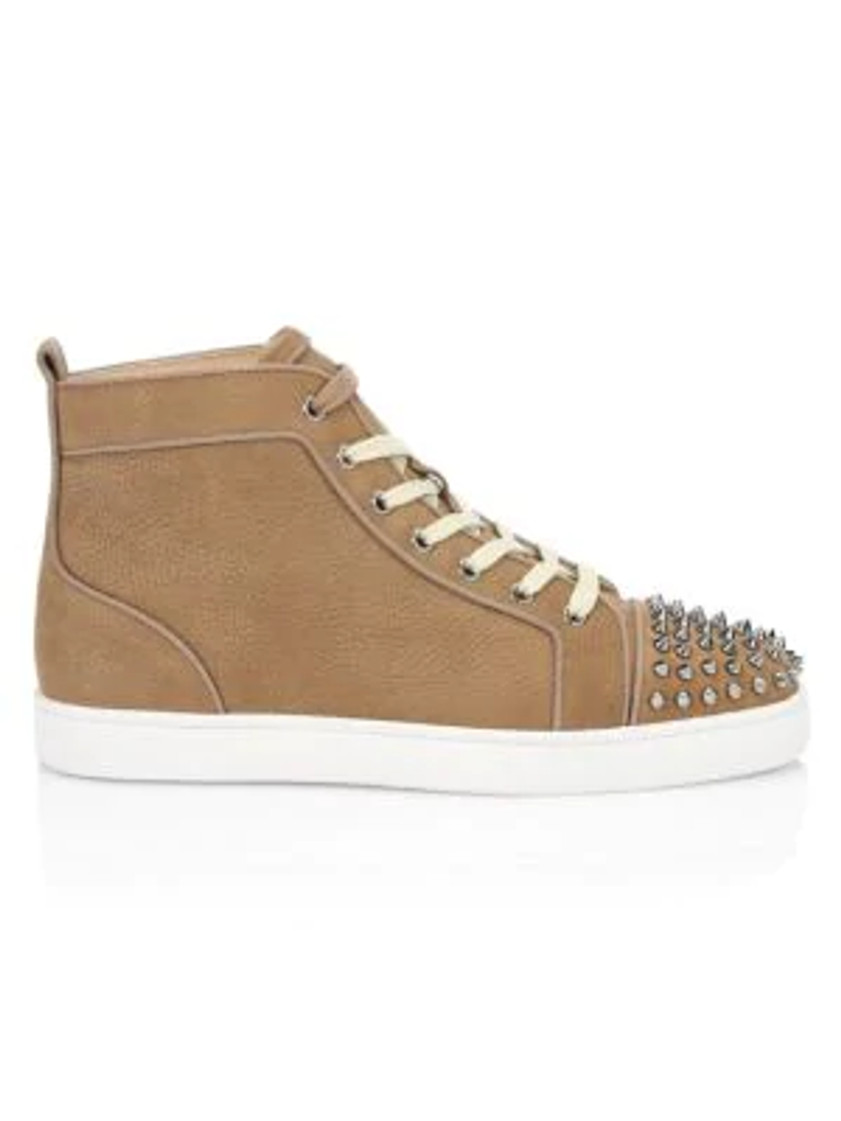 Christian Louboutin Men's Louis Spikes Orlato Flat Pebbled Leather High ...