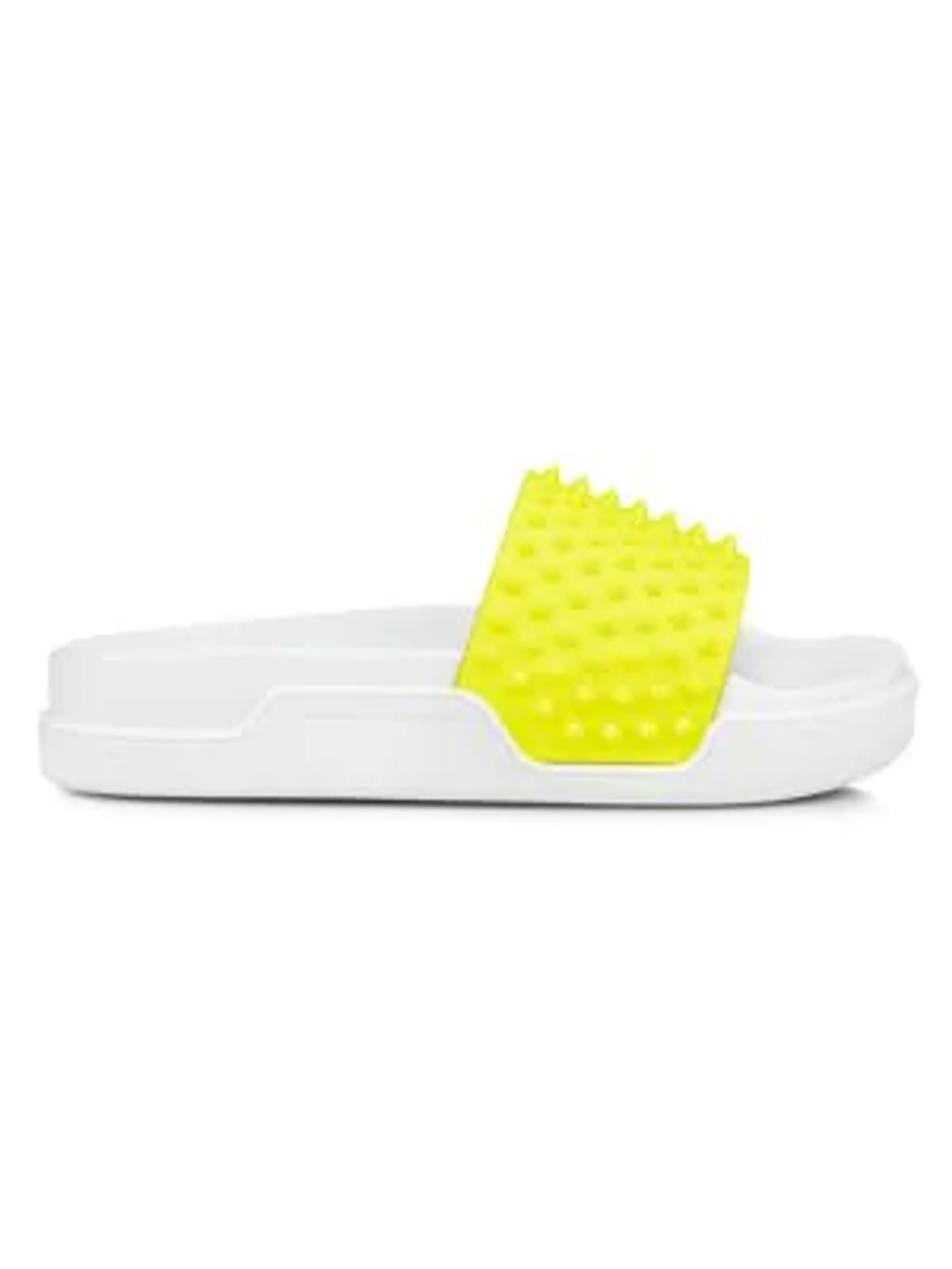 Christian Louboutin Men's Pool Fun Spiked Leather Slides In Neon Yellow ...