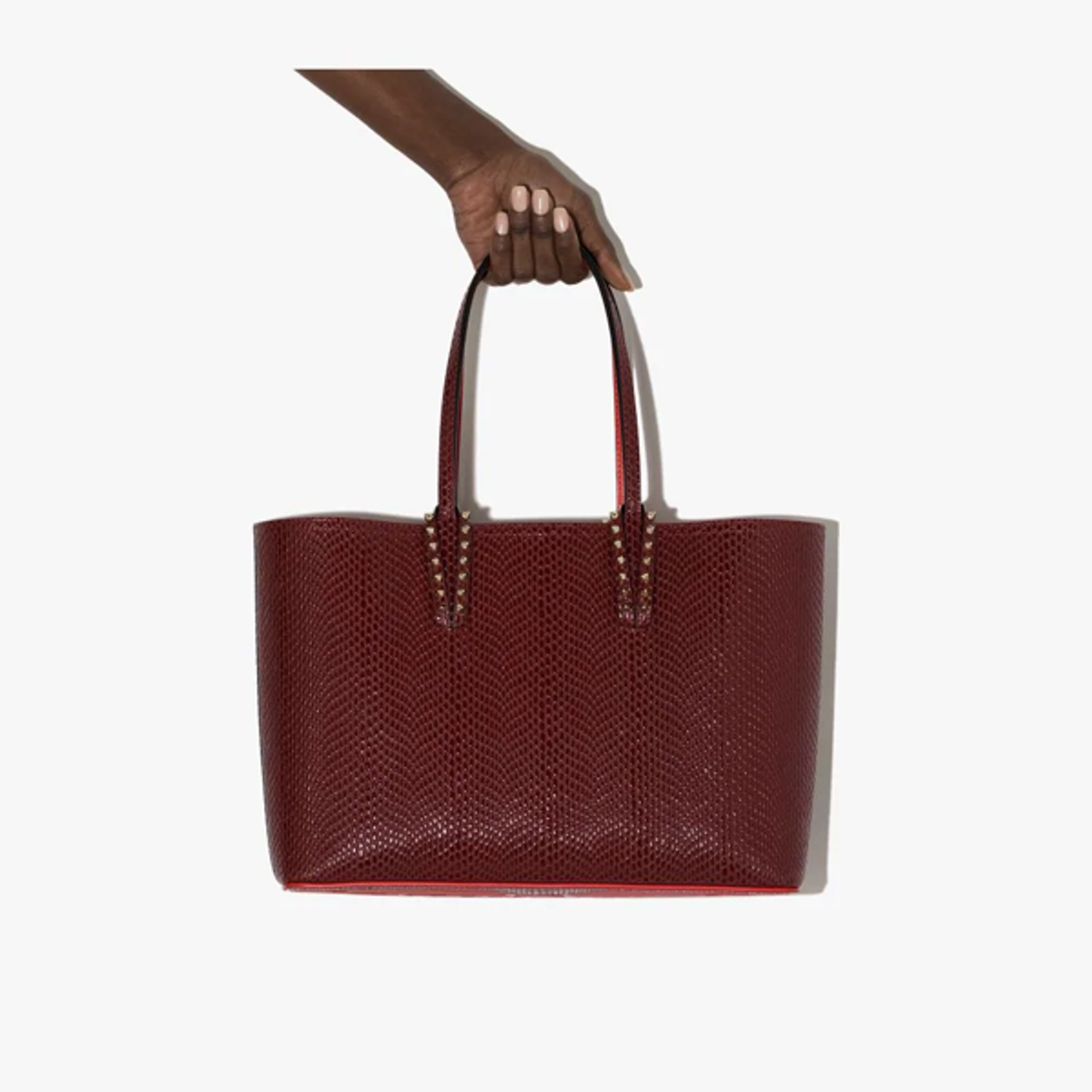 Christian Louboutin Small Cabata Snake Embossed Leather Tote In Red ...