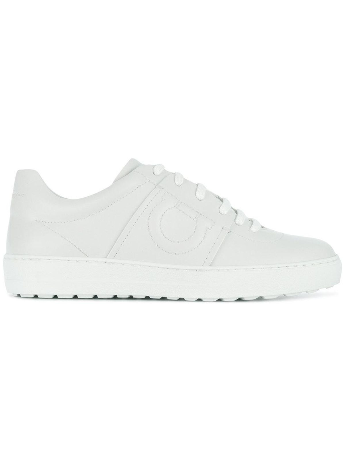 Ferragamo Fasano Logo-embossed Leather Sneakers In White | WHAT’S ON ...