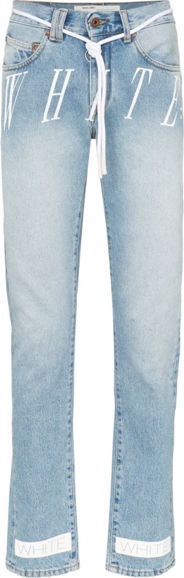 Off-White Logo Print Slim Leg Jeans | WHAT’S ON THE STAR?