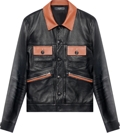 Amiri Contrasted Leather Jacket | WHAT’S ON THE STAR?